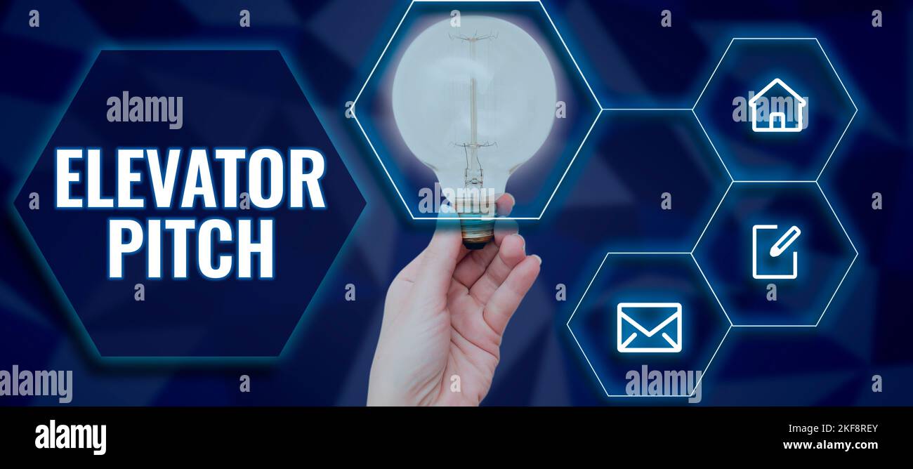 Sign displaying Elevator Pitch. Business showcase A persuasive sales ...