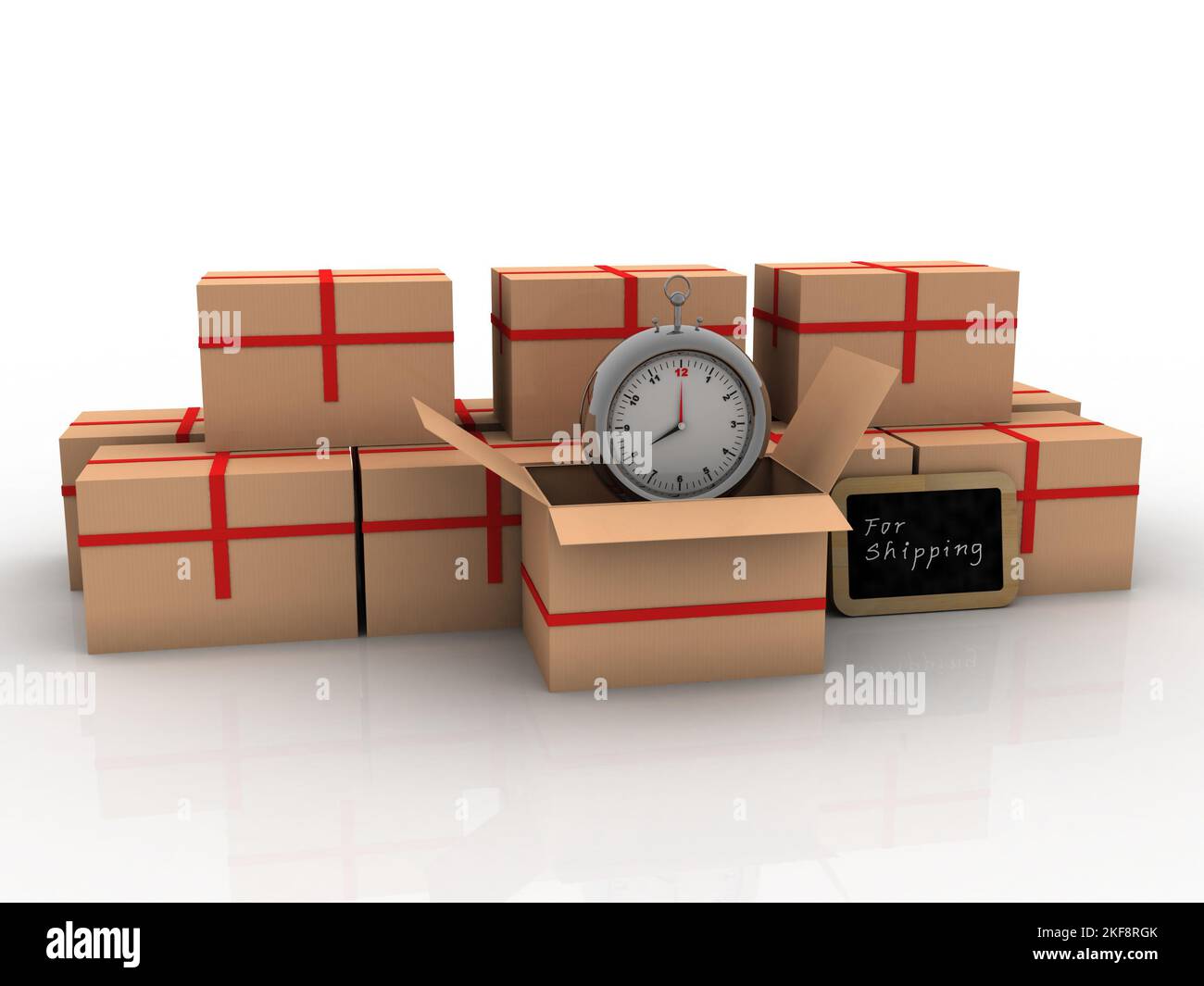 3d rendering Cardboard with clock Stock Photo - Alamy