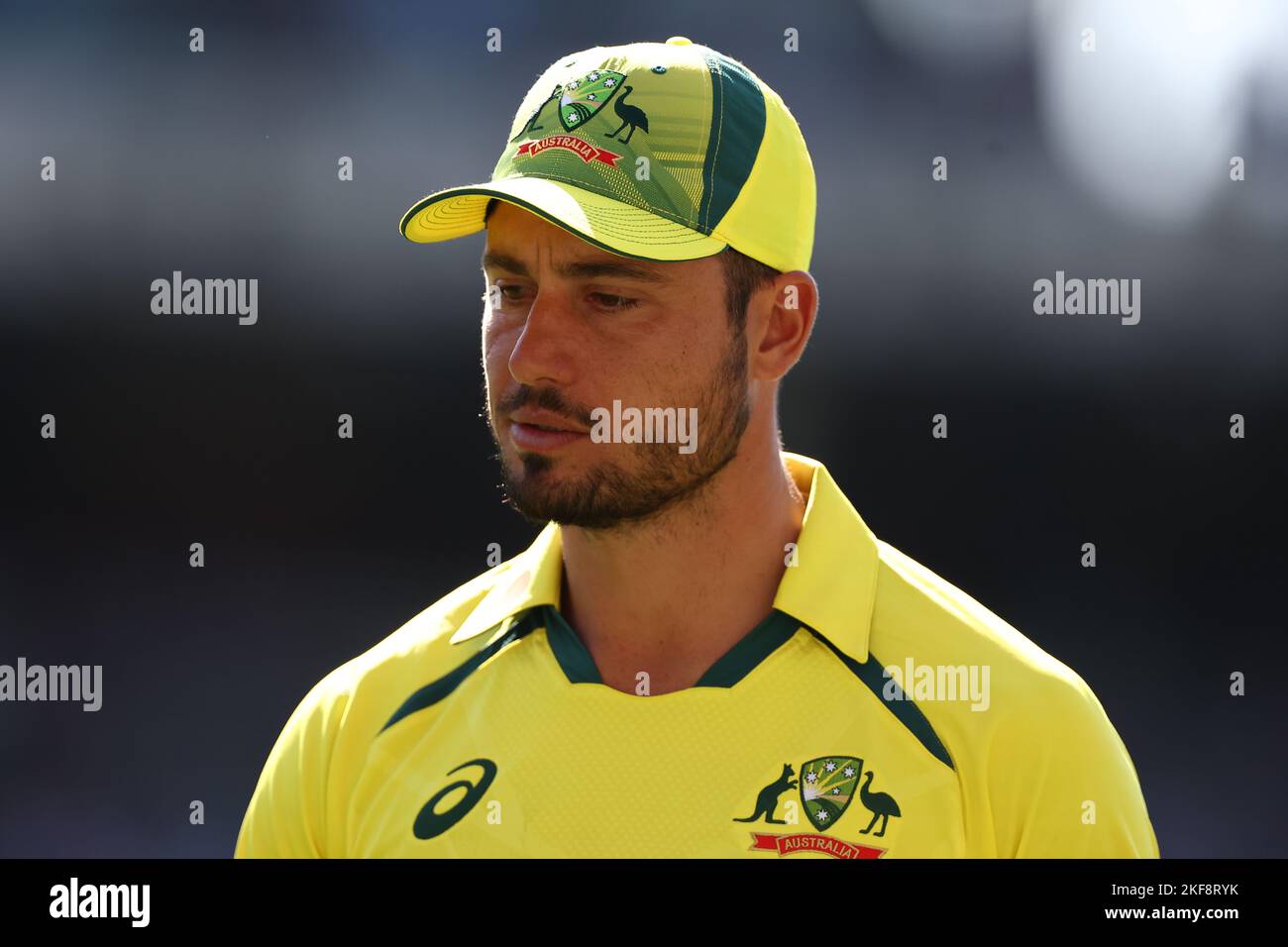 Marcus Stoinis of Australia looks on during the Dettol ODI Series match ...