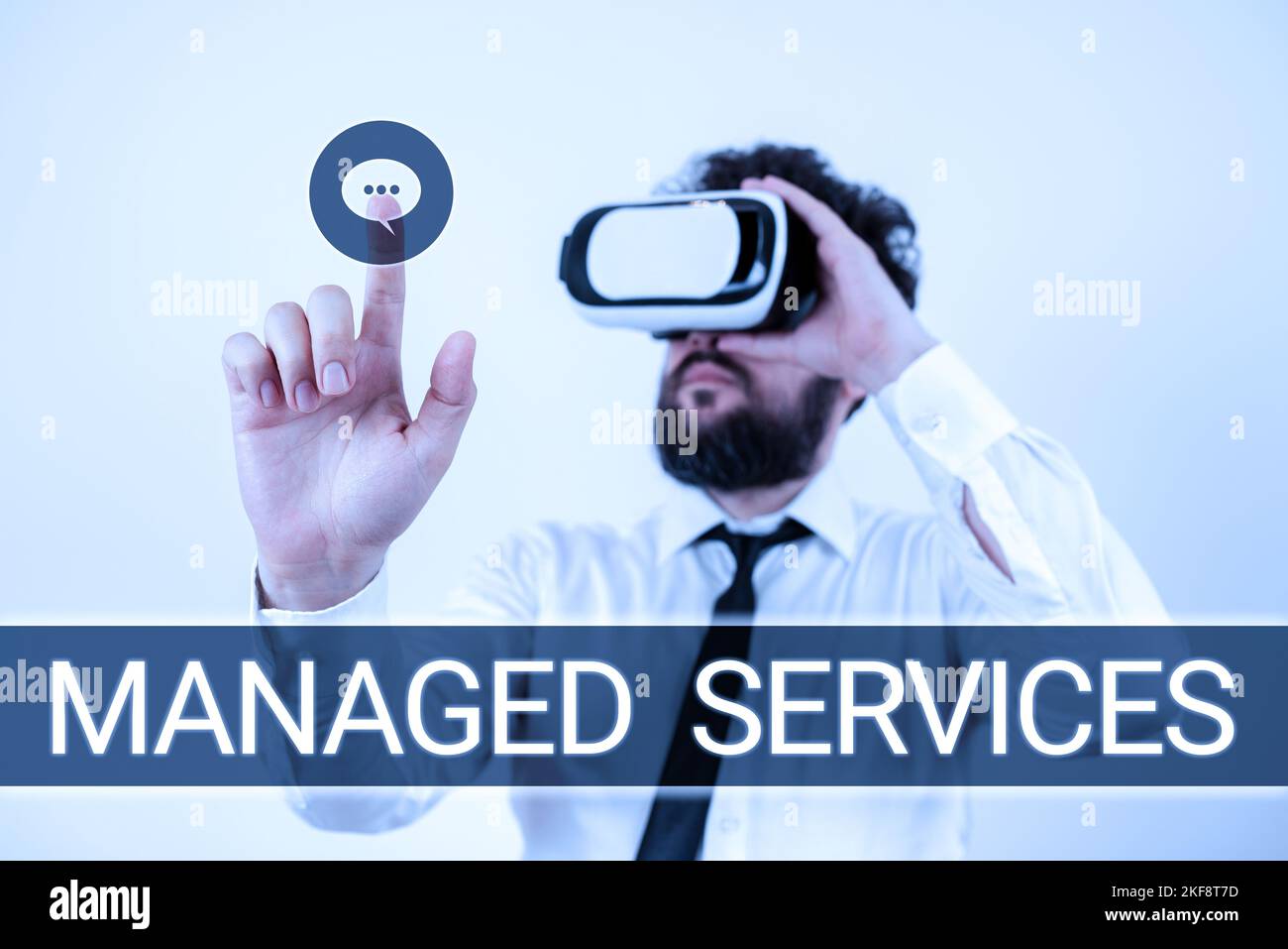 Text sign showing Managed Services. Internet Concept company that ...