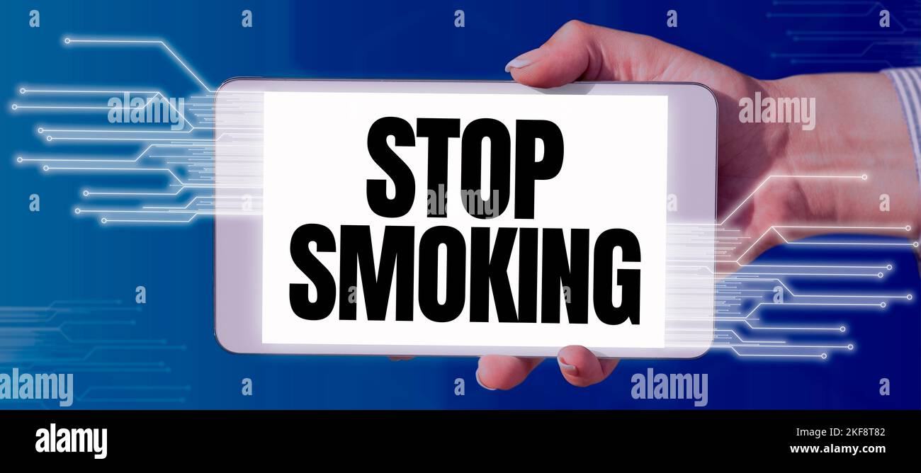 Hand writing sign Stop Smoking, Word Written on Discontinuing or ...