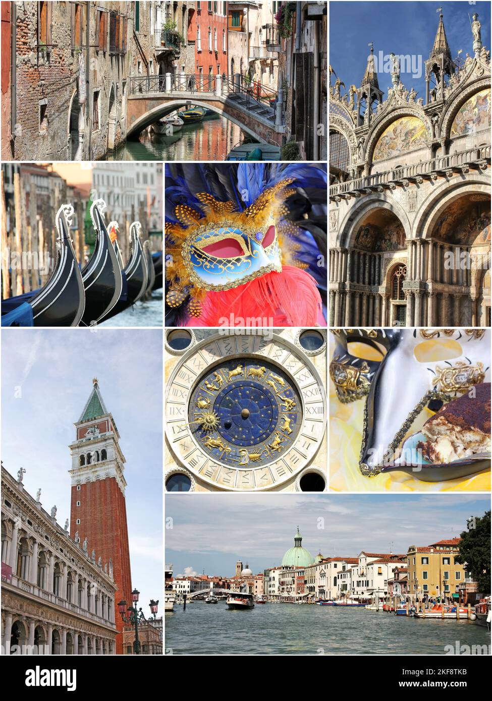 Venice landmark collage with tourist highlights, Italy Stock Photo - Alamy