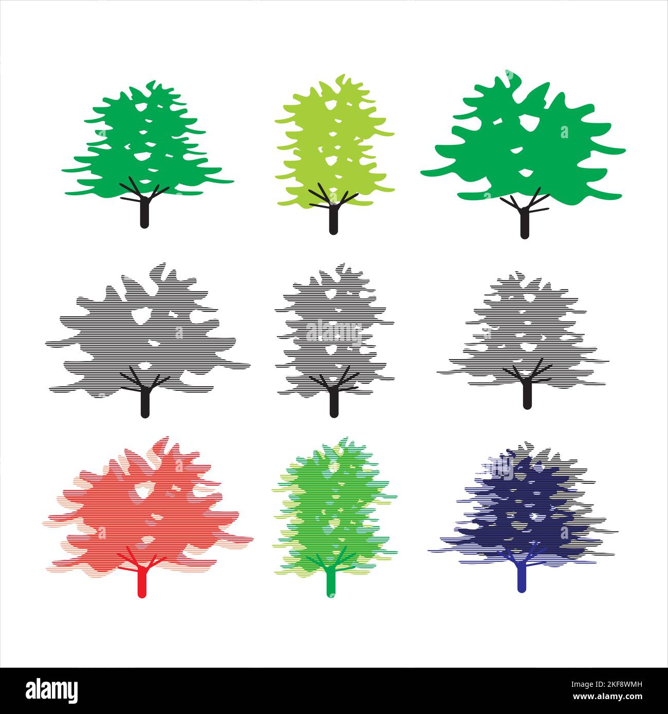 Illustration of a tree shape as a design element. Shade trees, border ...