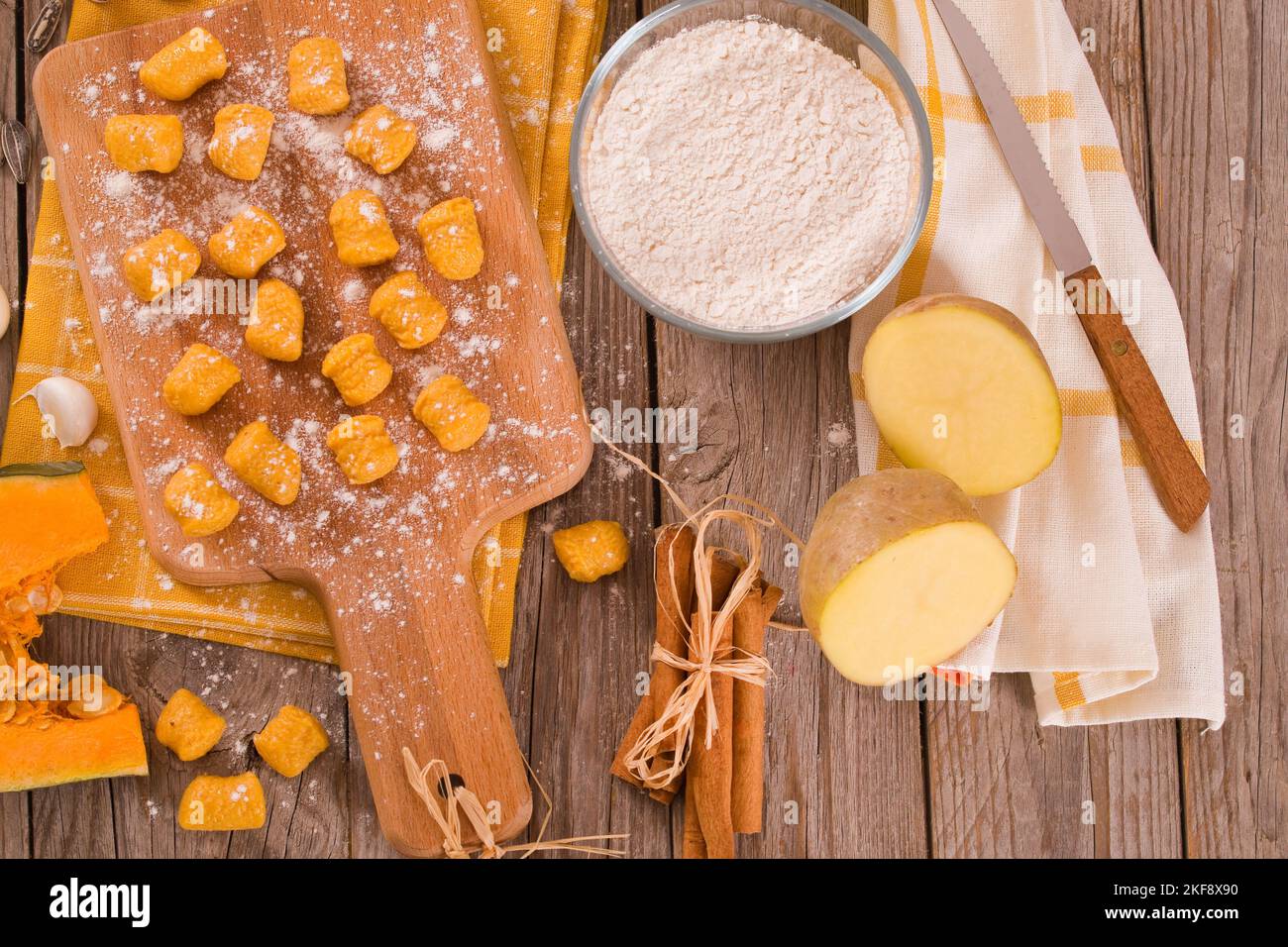 Raw pumpkin gnocchi Stock Photo - Alamy