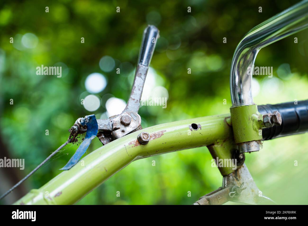 The lever for controlling the fuel supply to the engine on a walk ...