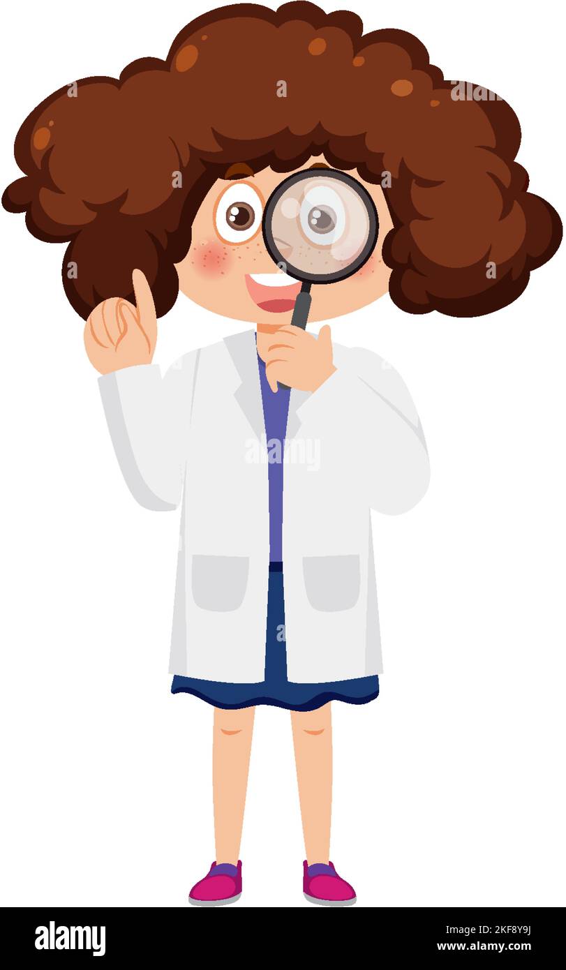 Scientist girl wearing lab coat illustration Stock Vector Image & Art ...
