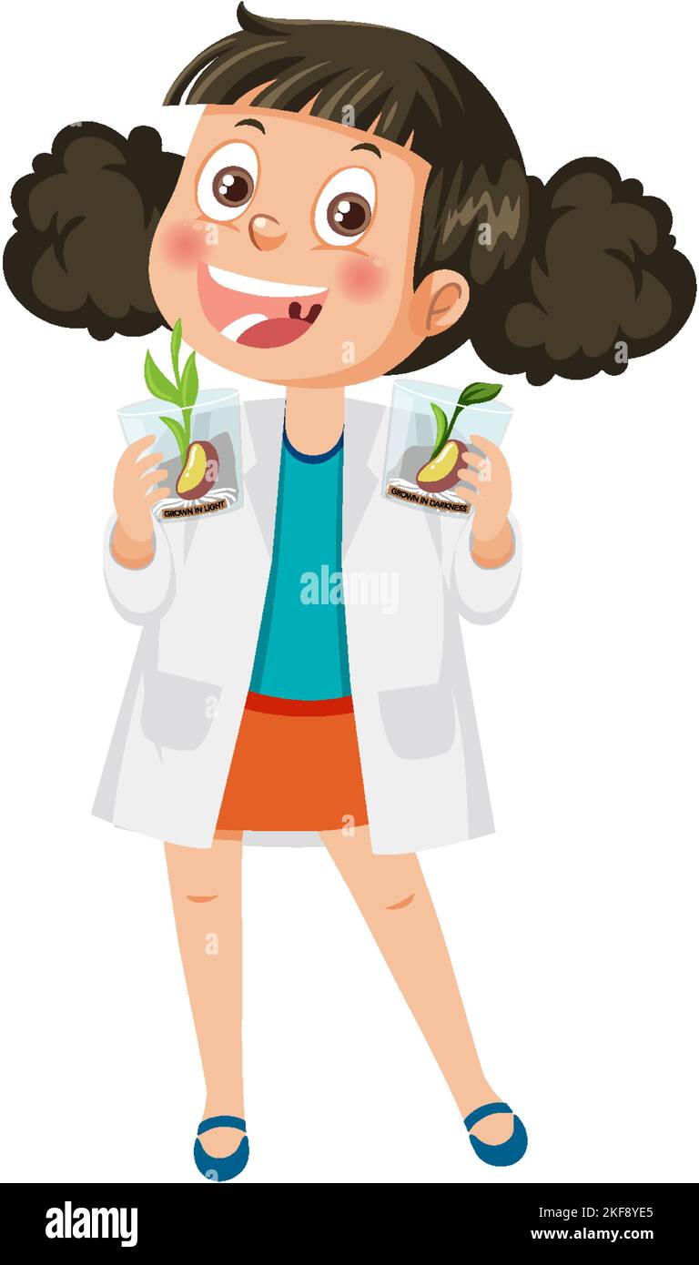 Scientist girl wearing lab coat illustration Stock Vector Image & Art ...