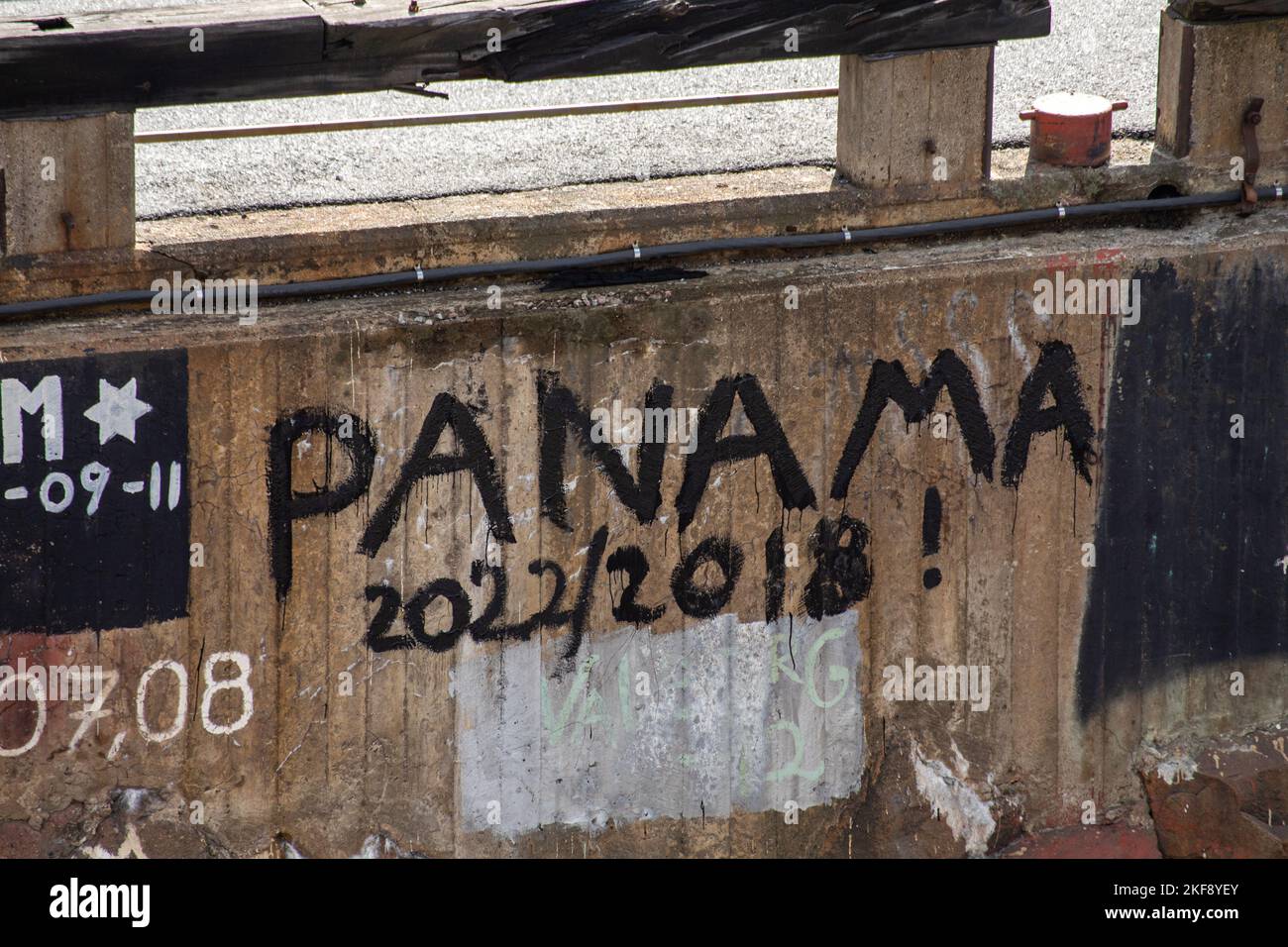 Panama graffiti on Beckholm dry dock wall in Stockholm, Sweden Stock ...