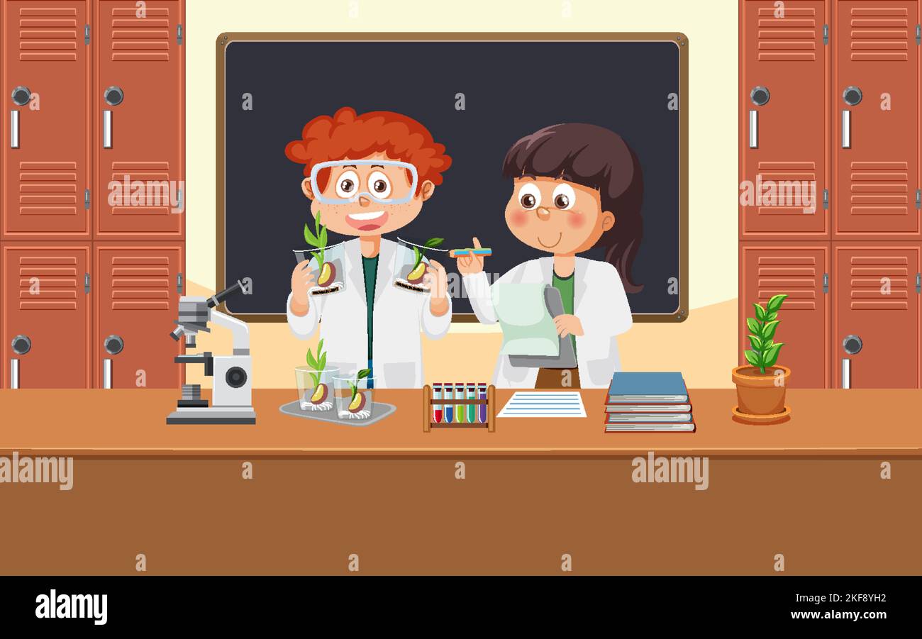 Scientist kids in the classroom illustration Stock Vector Image & Art ...