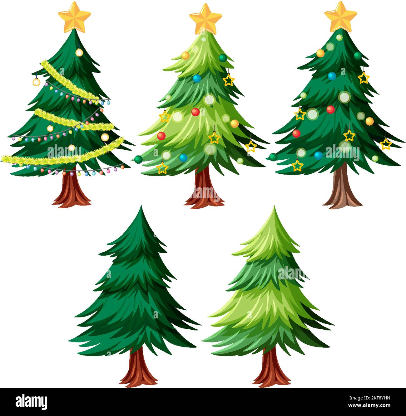 Christmas trees with ornament set illustration Stock Vector Image & Art ...