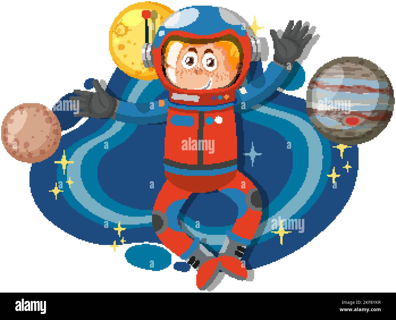 Astronaut cartoon character on white background illustration Stock ...