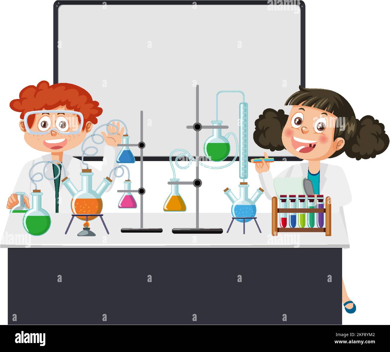 Scientist kids doing science experiment illustration Stock Vector Image ...
