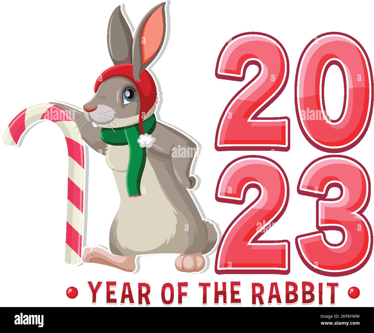 Happy New Year 2023 with cute rabbit illustration Stock Vector Image ...