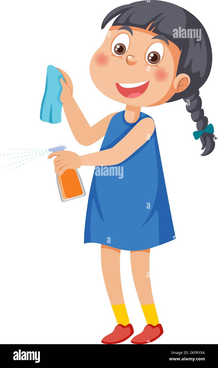 Cartoon character of kid cleaning illustration Stock Vector Image & Art ...