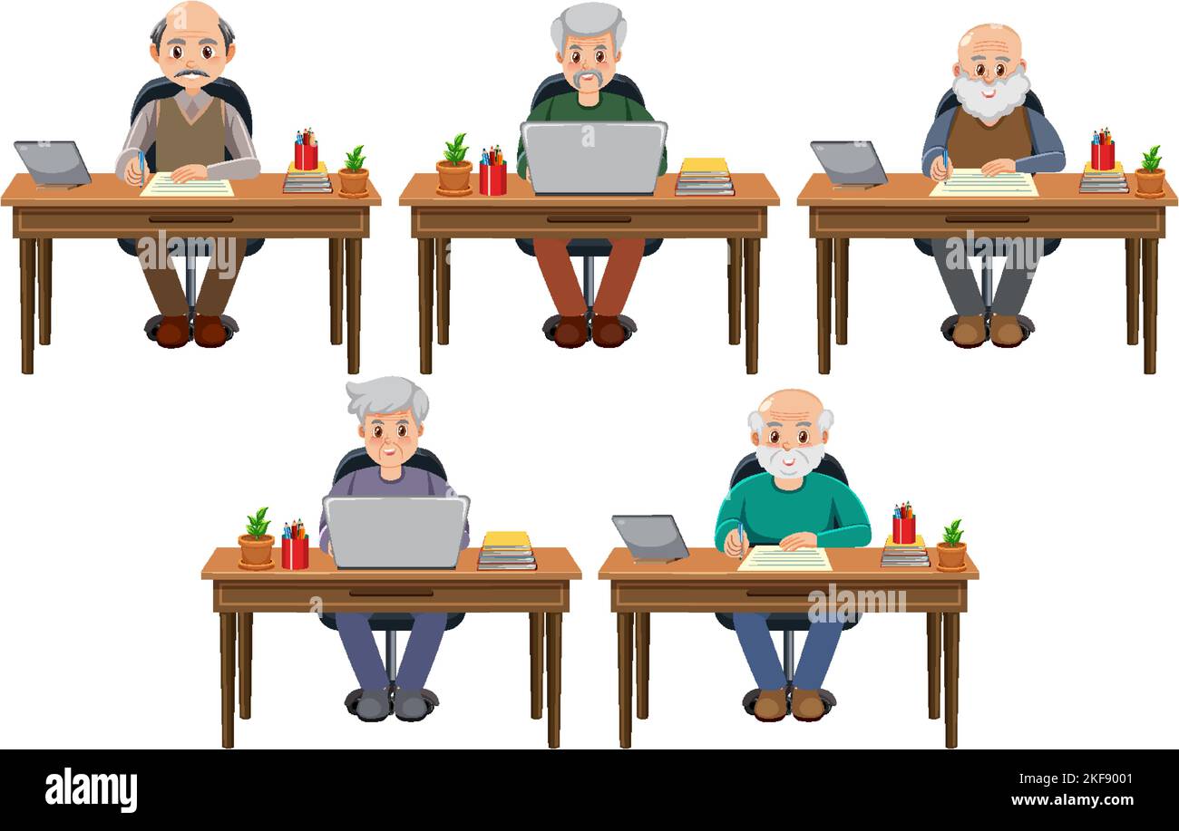 Aged man worker computer Stock Vector Images - Alamy