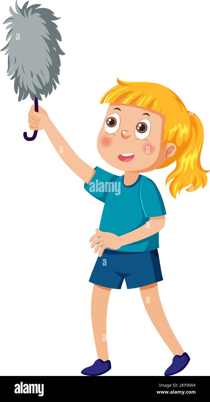 Cartoon character of kid cleaning illustration Stock Vector Image & Art ...