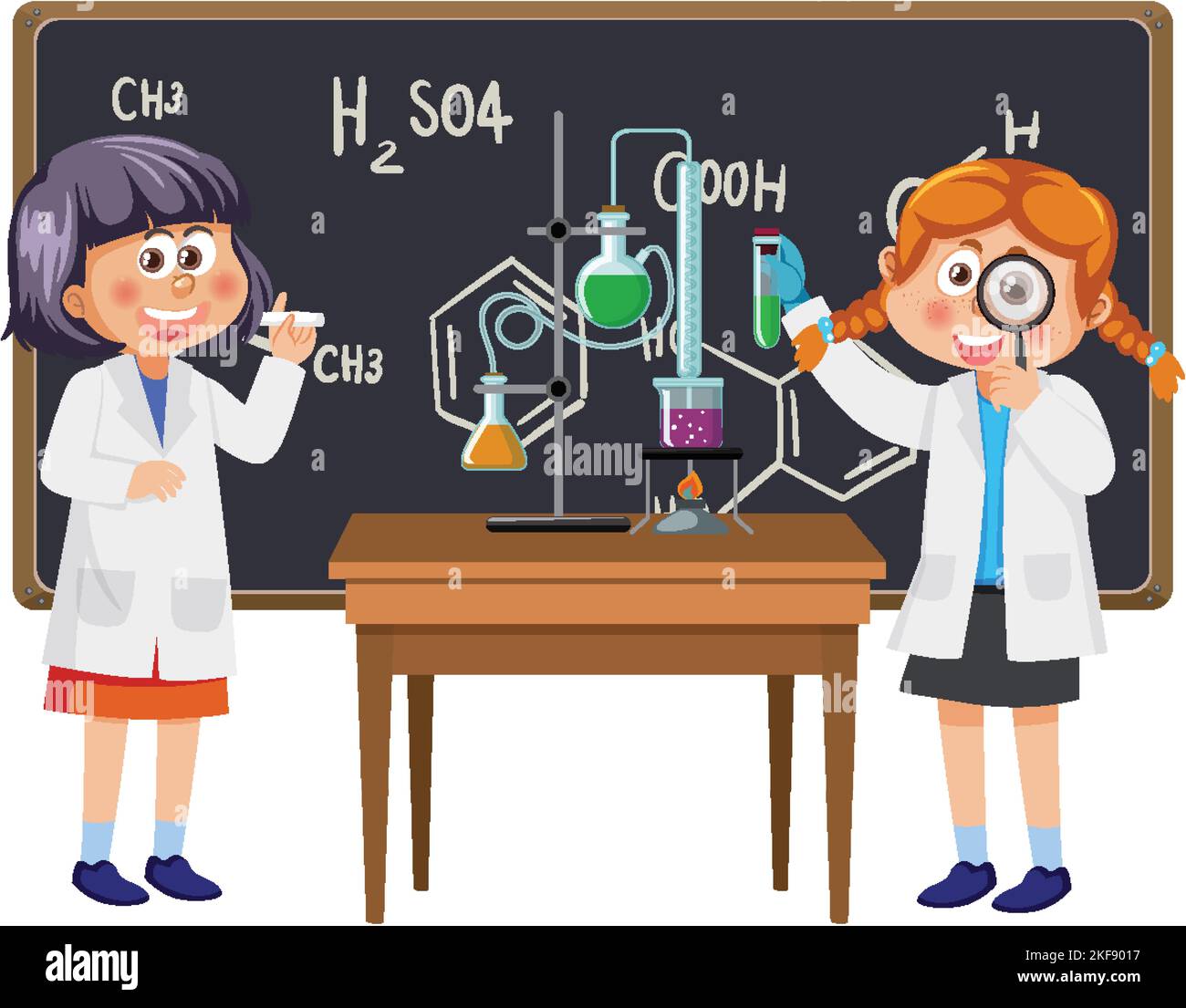 Student kids doing science experiment illustration Stock Vector Image ...