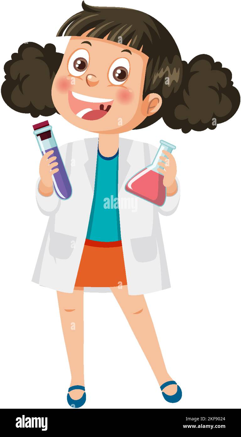 Scientist girl cartoon character illustration Stock Vector Image & Art ...