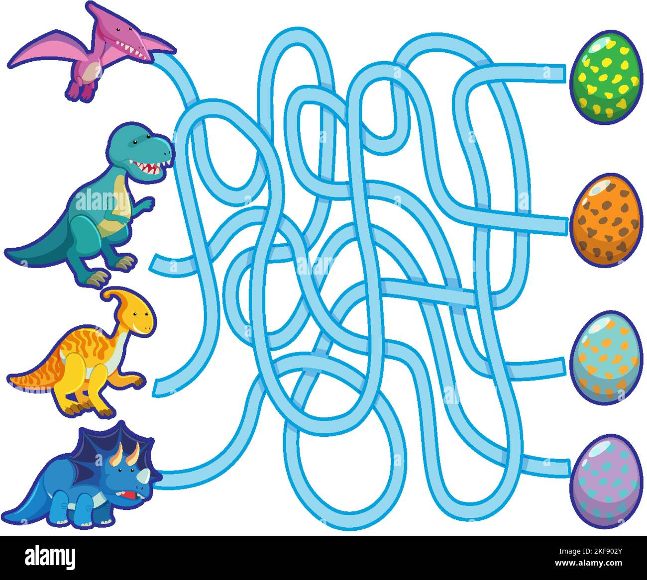 Maze game template in dinosaur theme for kids illustration Stock Vector ...