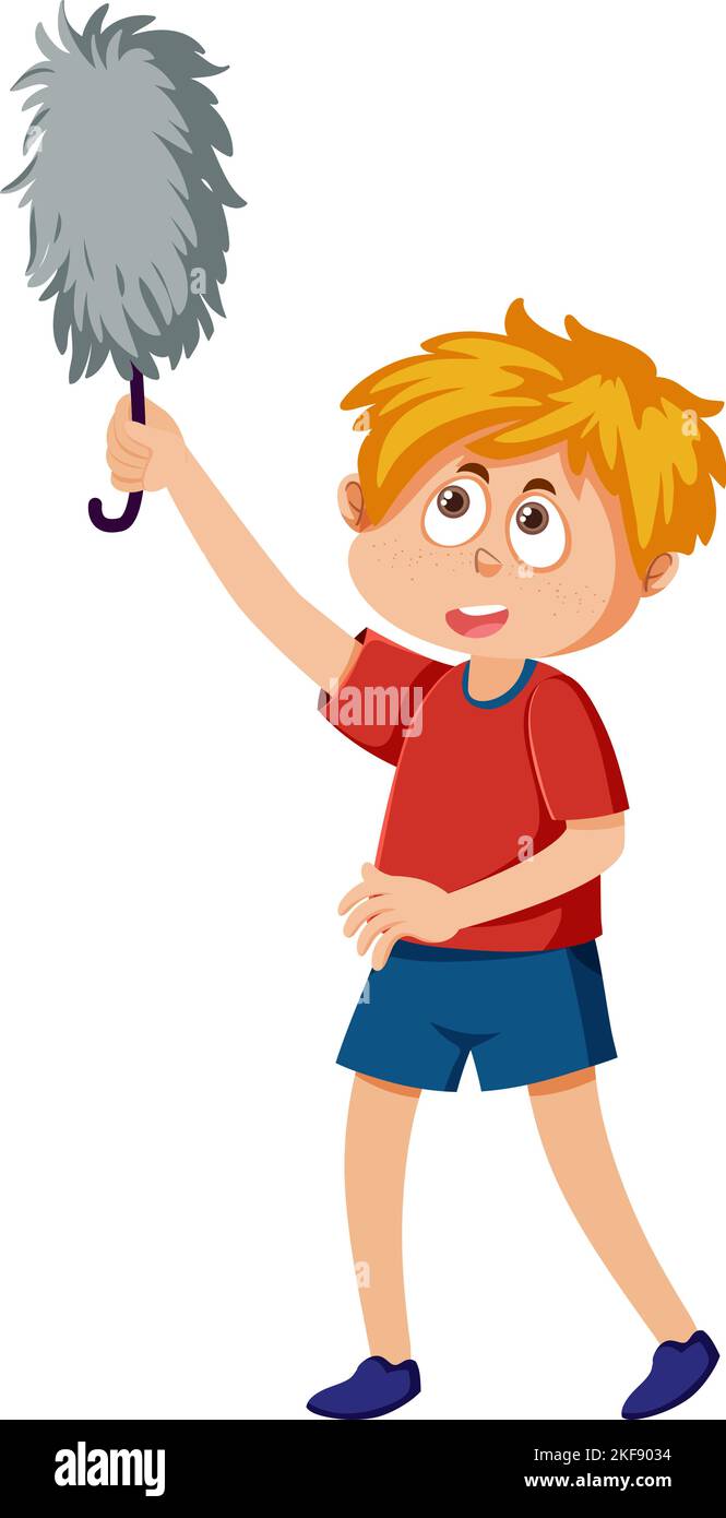 Cartoon character of kid cleaning illustration Stock Vector Image & Art ...