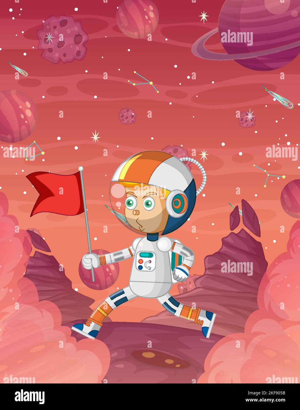 An astronaut on galaxy space background illustration Stock Vector Image ...