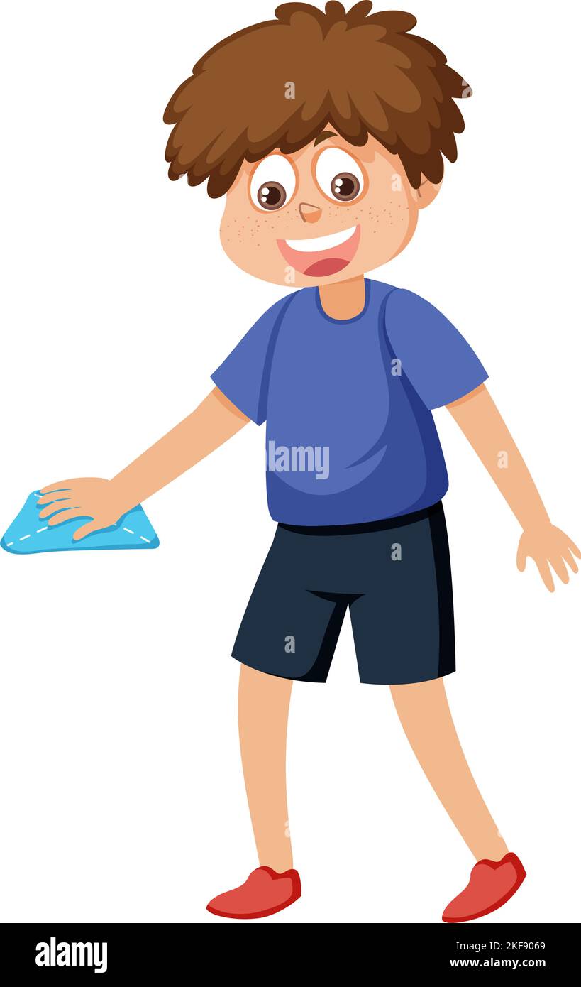 Cartoon character of kid cleaning illustration Stock Vector Image & Art ...