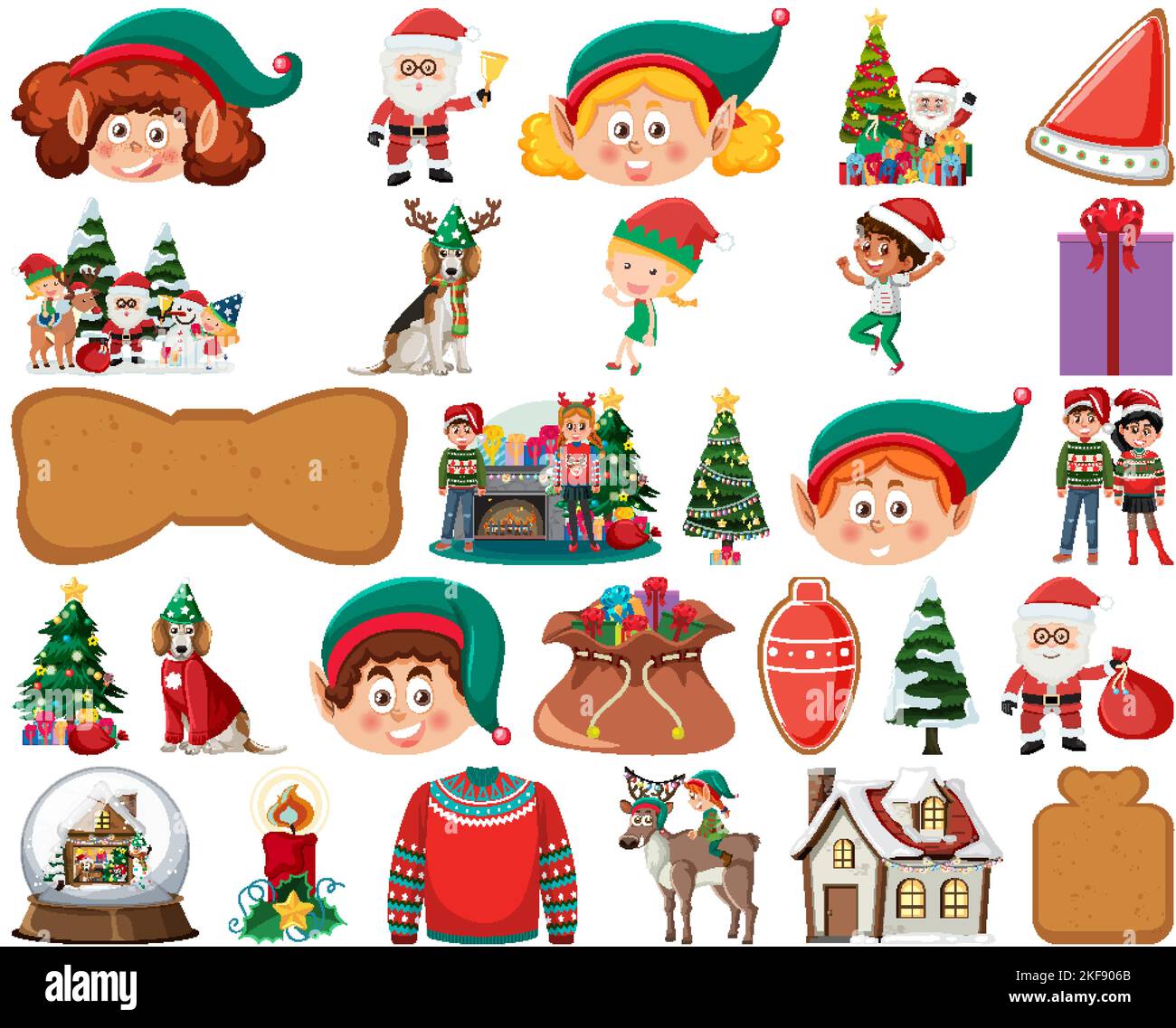 Christmas characters and elements set illustration Stock Vector Image ...