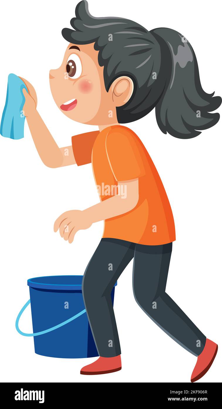 Cartoon character of kid cleaning illustration Stock Vector Image & Art ...