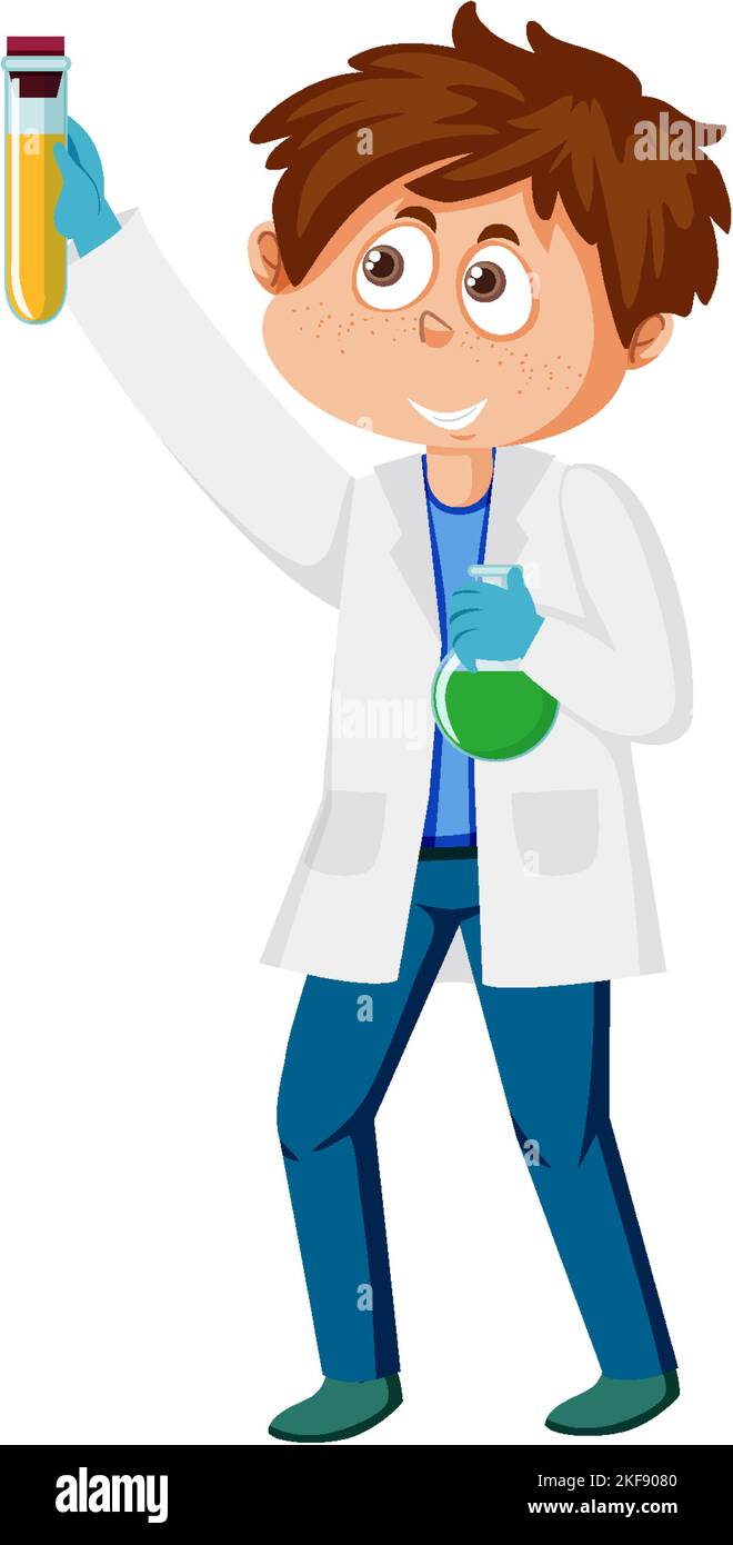 A boy wearing lab coat illustration Stock Vector Image & Art - Alamy