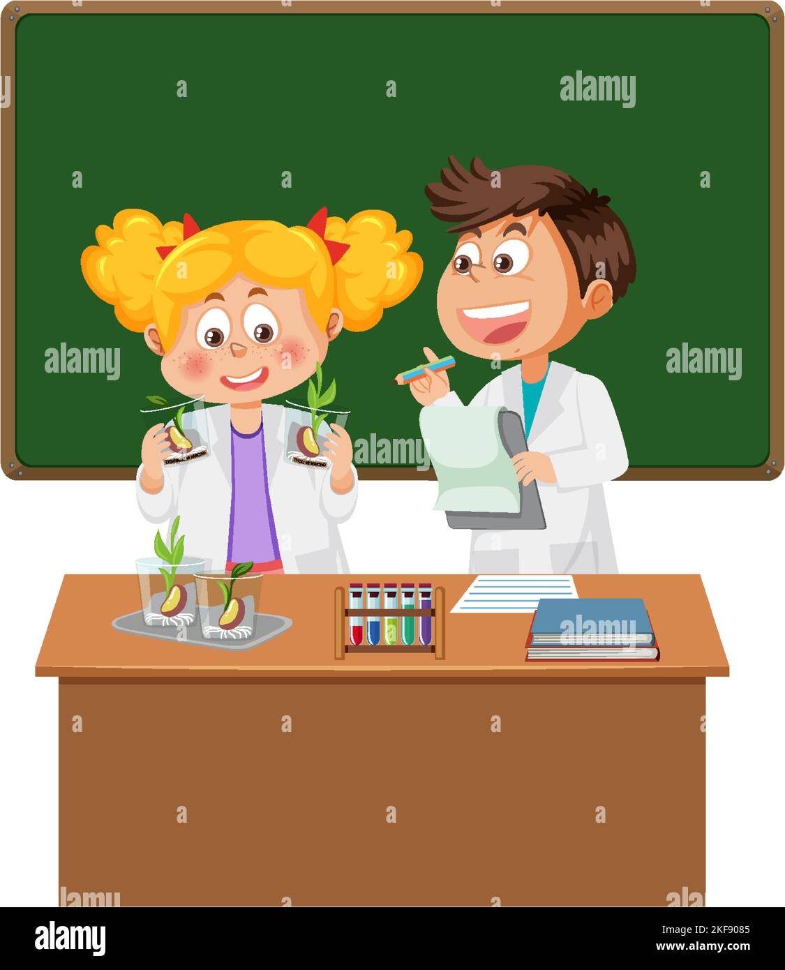 Scientist kids doing science experiment illustration Stock Vector Image ...