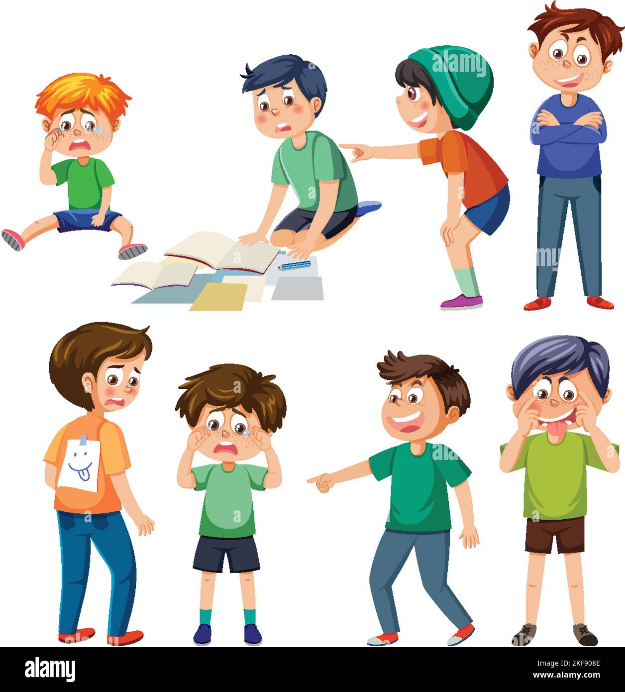 Bullying kids character collection illustration Stock Vector Image ...