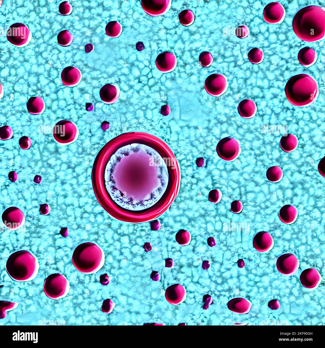 A 3D rendering of green virus bacteria floating in a cellular ...