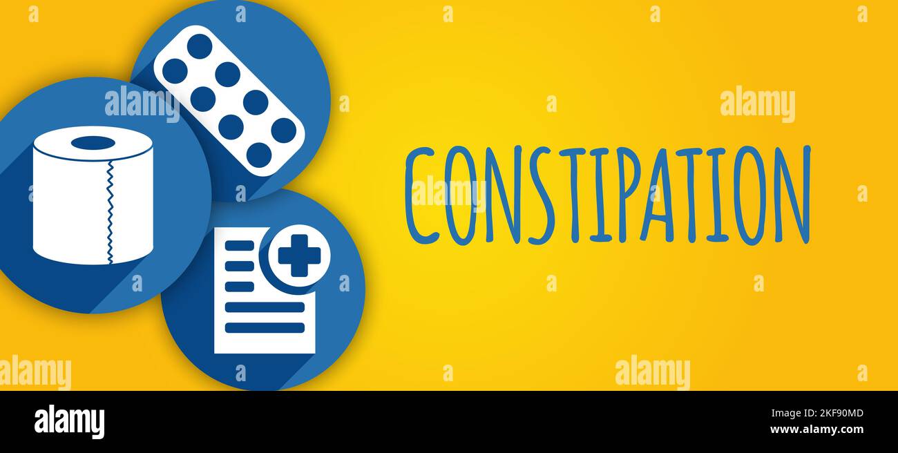 Yellow Constipation Illustration Design with Icons Stock Vector Image ...