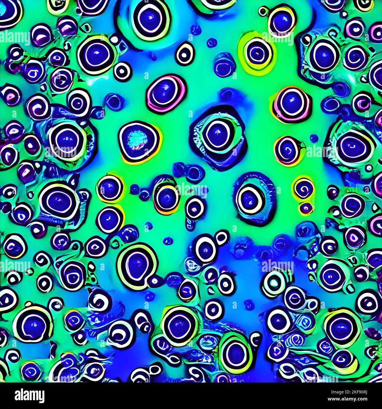 A macro of green virus bacteria floating in a cellular environment ...