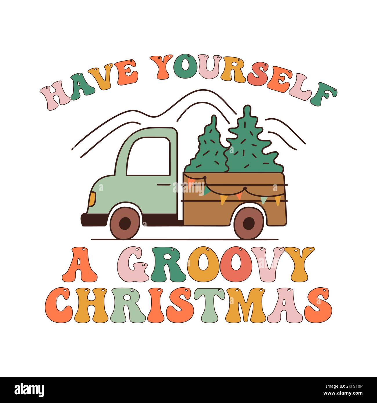 Christmas print with truck and quote-have yourself a groovy christmas ...