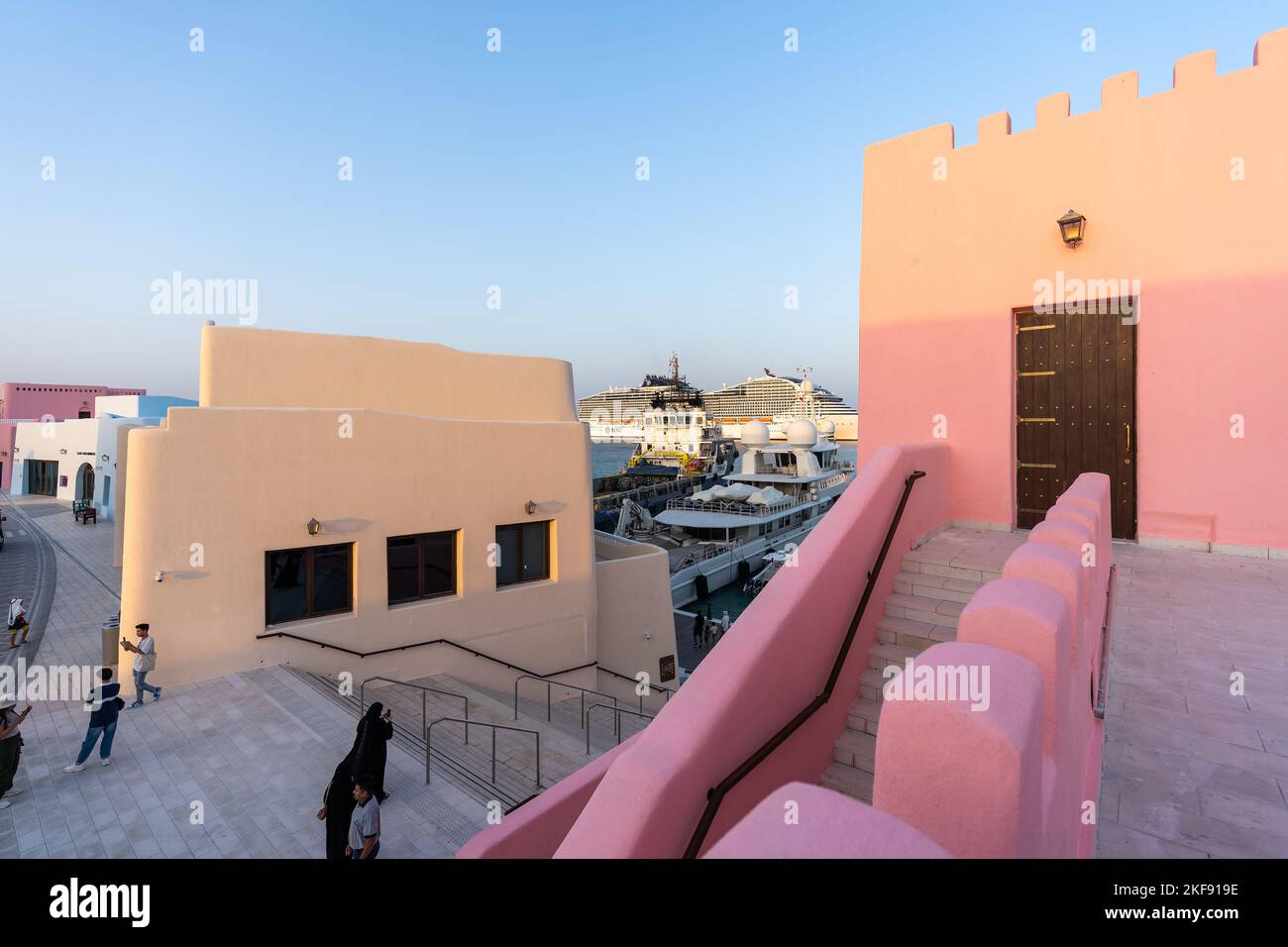The colorful Mina District at Old Doha Port in Doha, Qatar Stock Photo ...