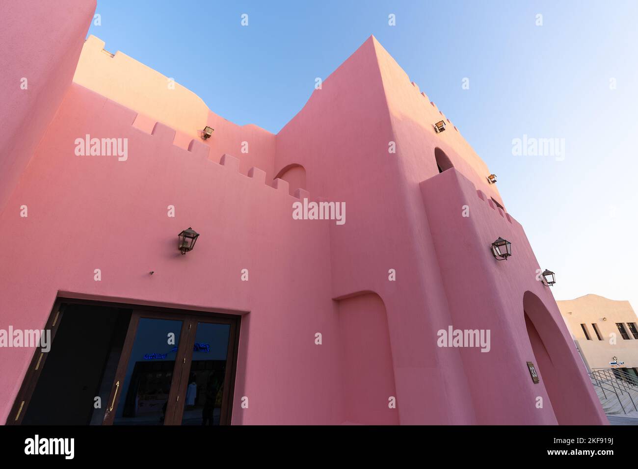The colorful Mina District at Old Doha Port in Doha, Qatar Stock Photo ...