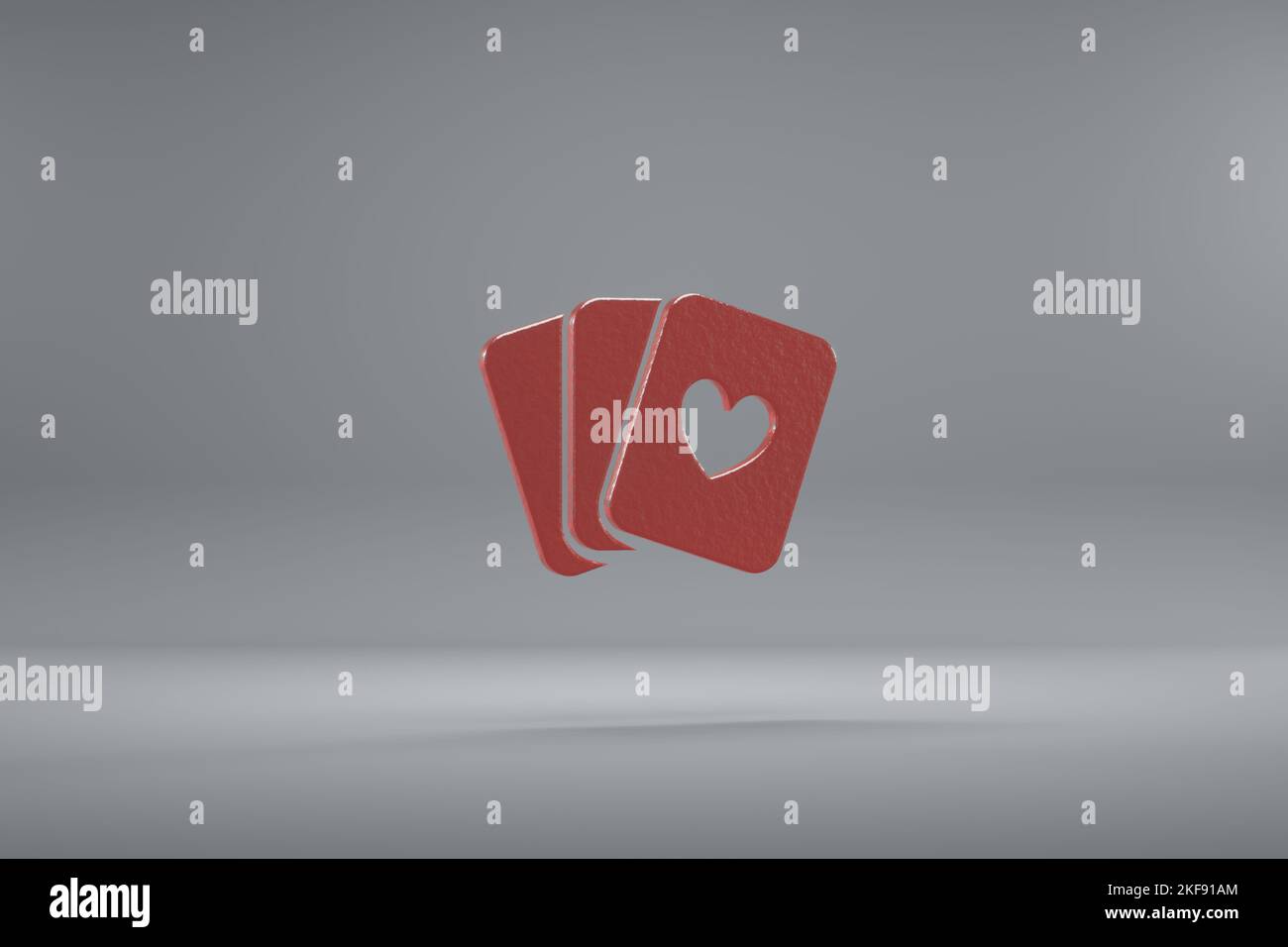 Beautiful illustration Three Cards red symbol icons on a grey ...
