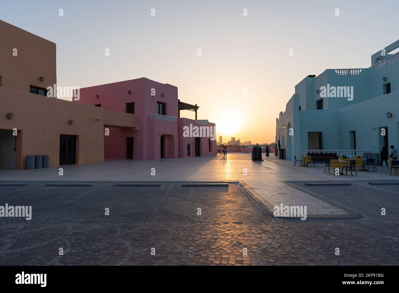 The colorful Mina District at Old Doha Port in Doha, Qatar Stock Photo ...