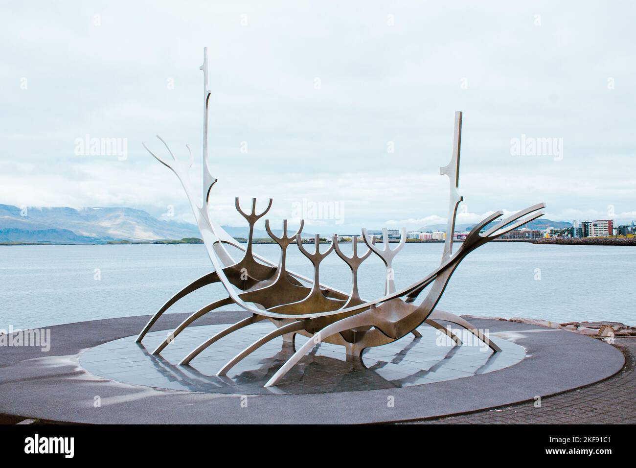 The Statue of a Viking boat in Reykjavik, Iceland on a sunny day Stock ...