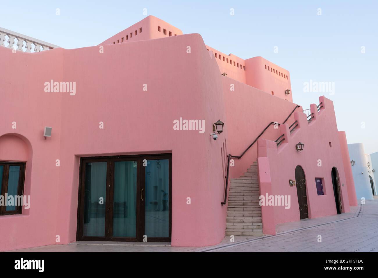 The colorful Mina District at Old Doha Port in Doha, Qatar Stock Photo ...