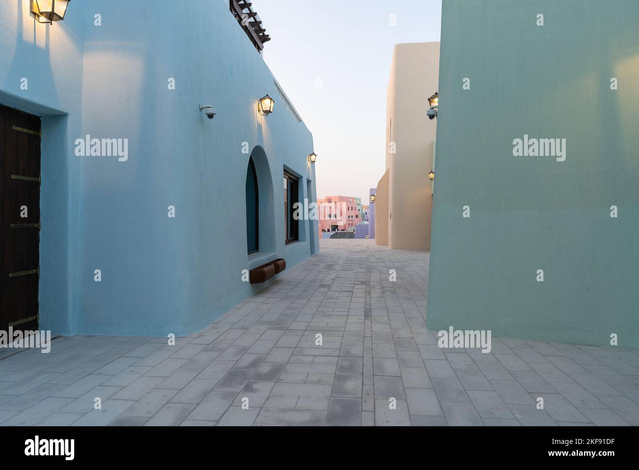The colorful Mina District at Old Doha Port in Doha, Qatar Stock Photo ...