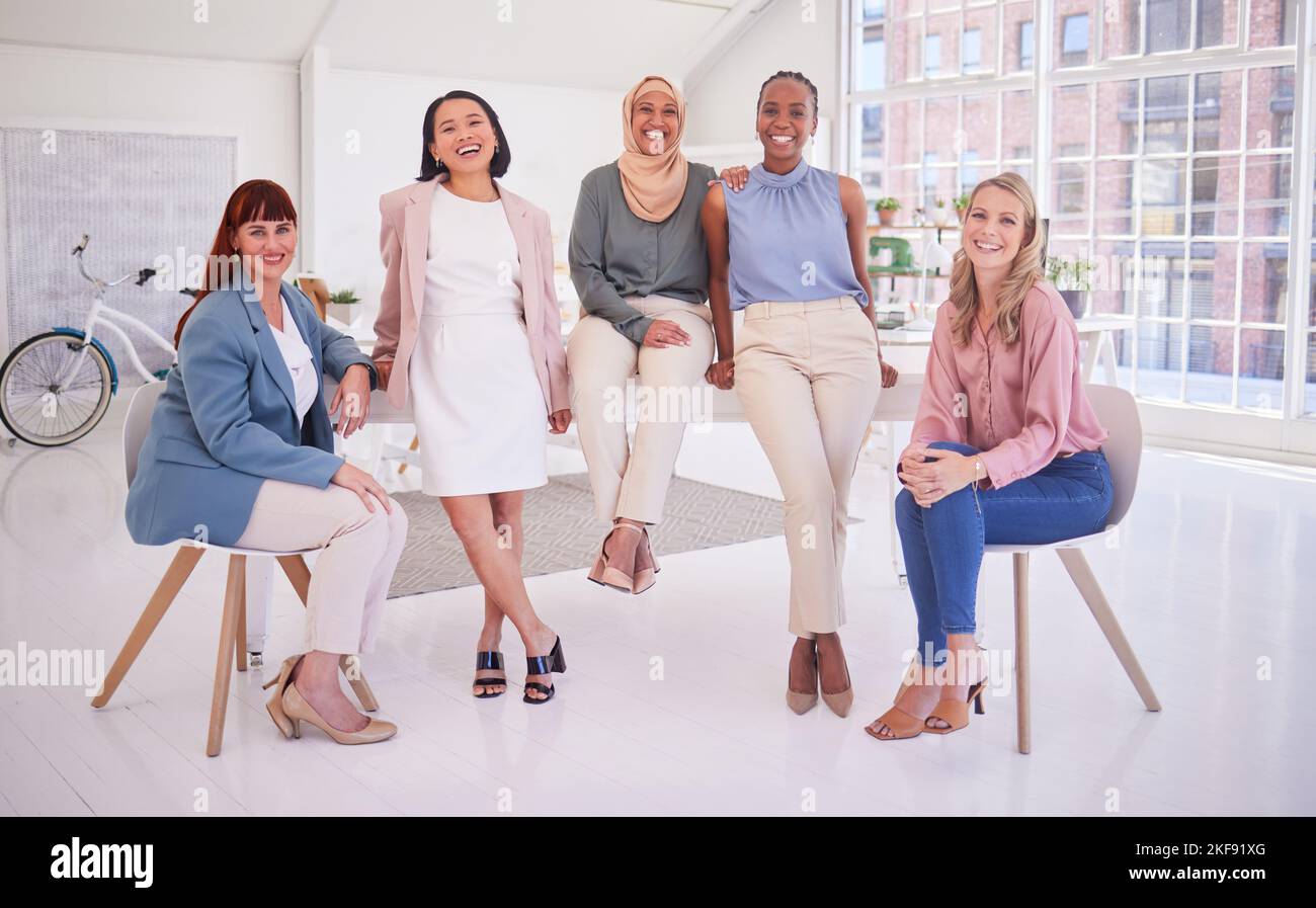 Business women, team and diversity, corporate portrait in office, happy ...