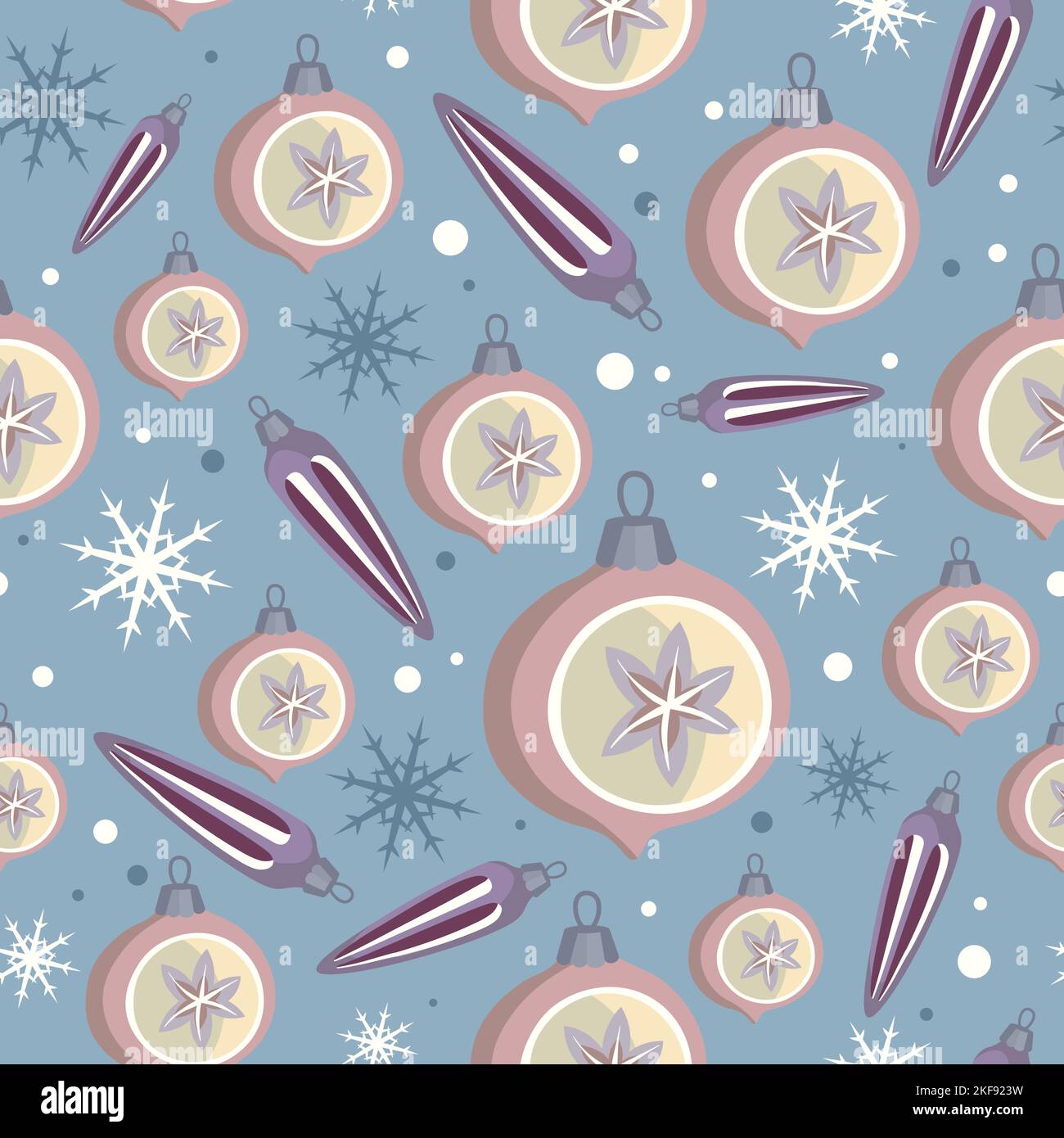Seamless blue Christmas pattern Christmas toys illustration Stock ...