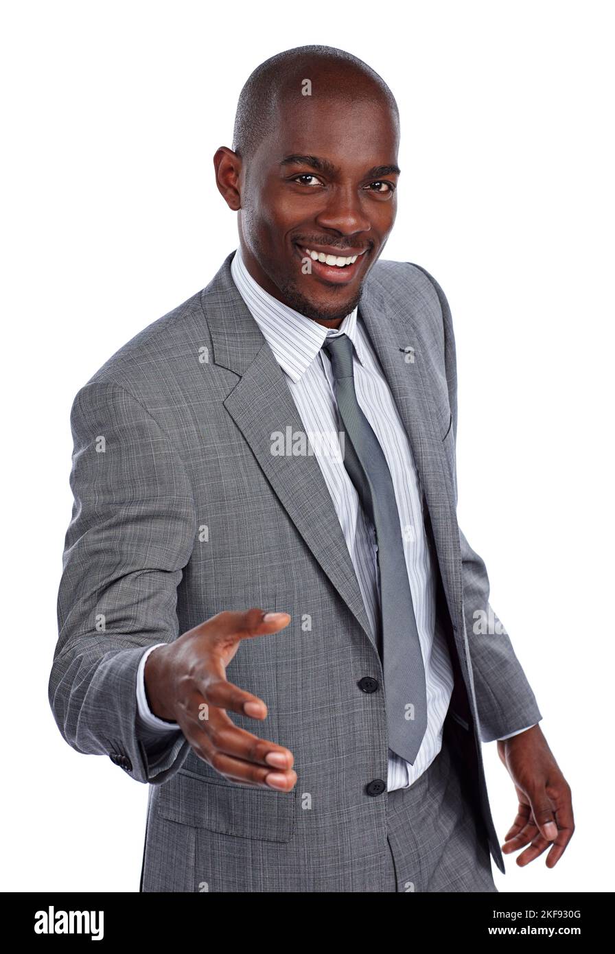 Its great to finally meet you. Cropped portrait of a businessman ...