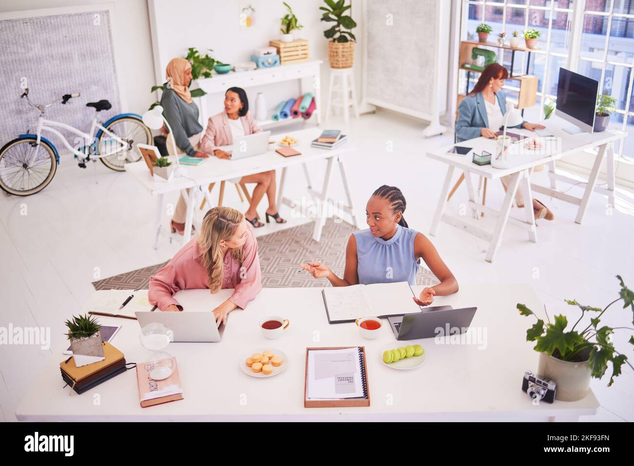 Business, inclusive and women partnership in office, busy and ...