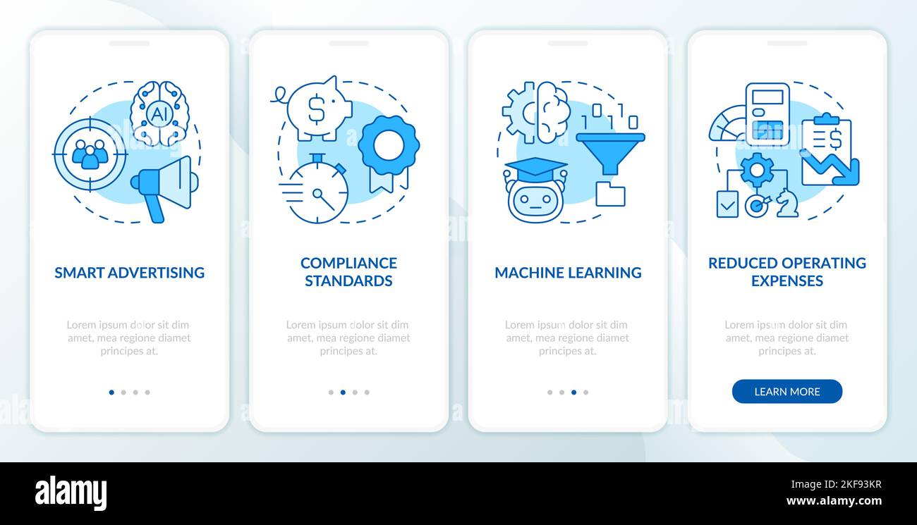 Pros Of Data Governance Systems Blue Onboarding Mobile App Screen Stock Vector Image And Art Alamy