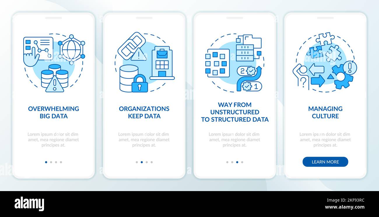 Data governance challenges blue onboarding mobile app screen Stock ... Data governance challenges blue onboarding mobile app screen Stock ...