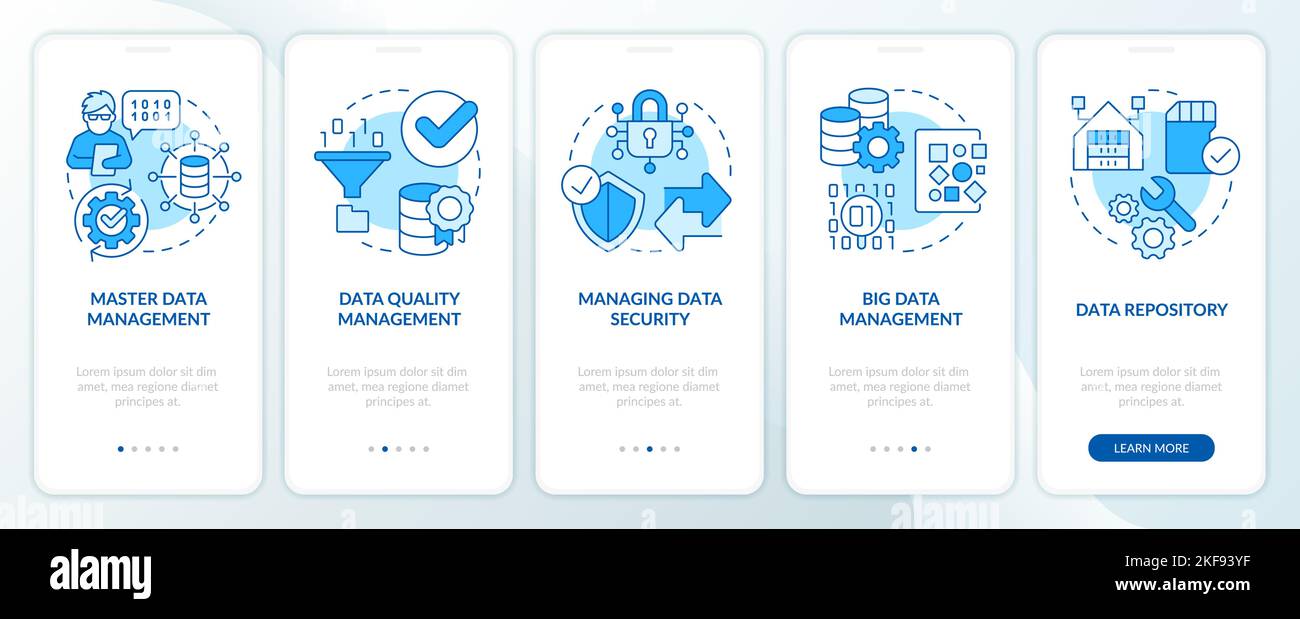Kinds Of Data Governance Blue Onboarding Mobile App Screen Stock Vector Image And Art Alamy