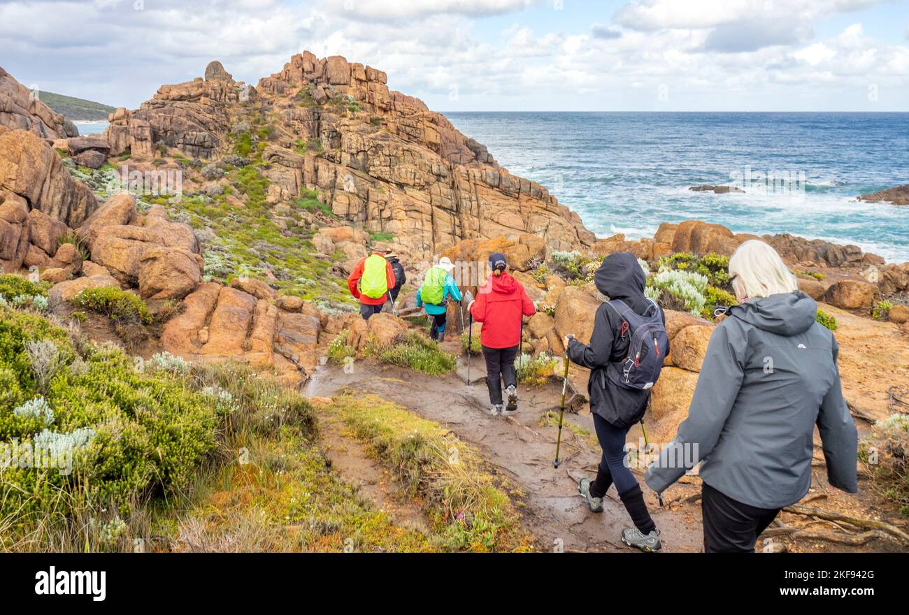 Hikers on the Cape to Cape Trail in the Margaret River Region Southwest ...
